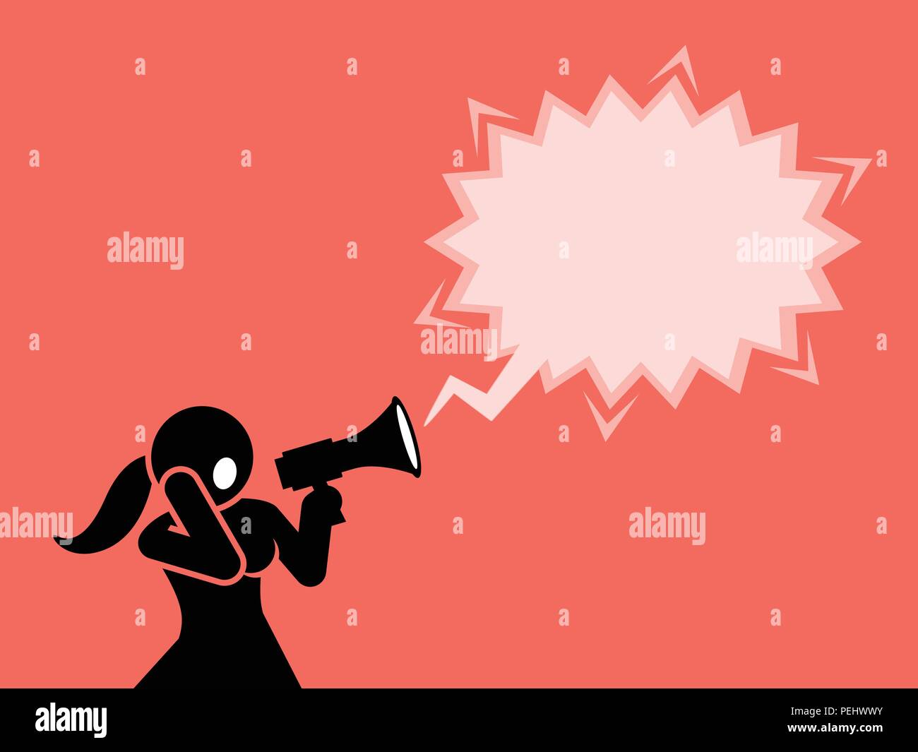 The girl is announcing an important announcement and requires attention ...