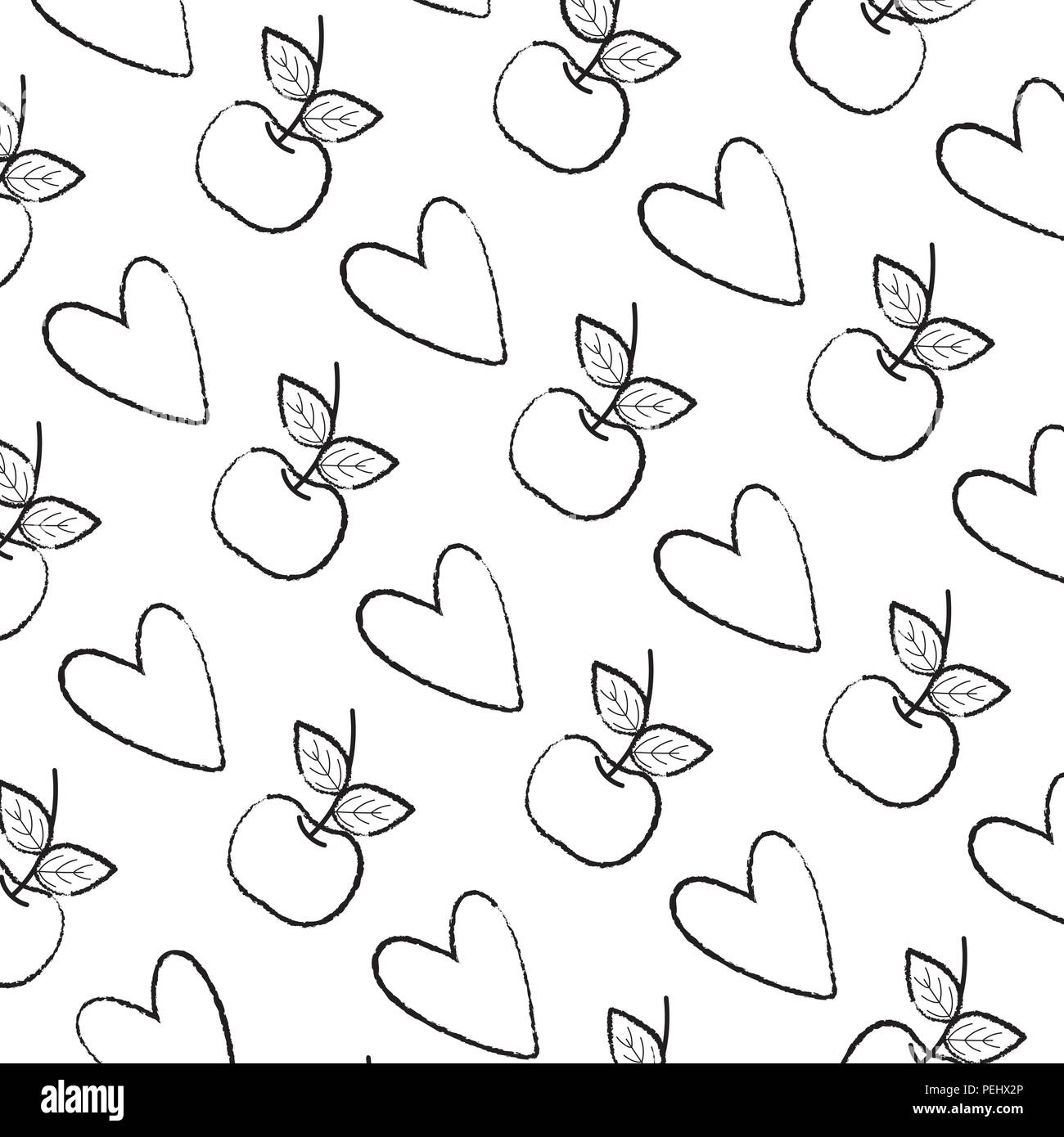 grunge apple fruit and heart style background Stock Vector Image & Art ...