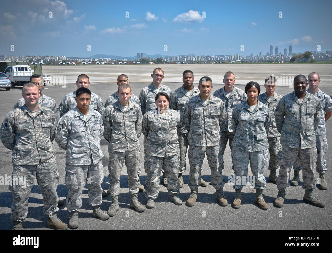 Airmen from the 644th 644th Combat Communications Squadron stand ...