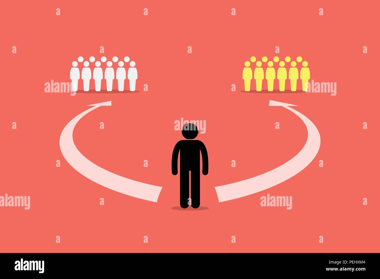 Vector artwork depicts decision, choice, path, and direction of life ...