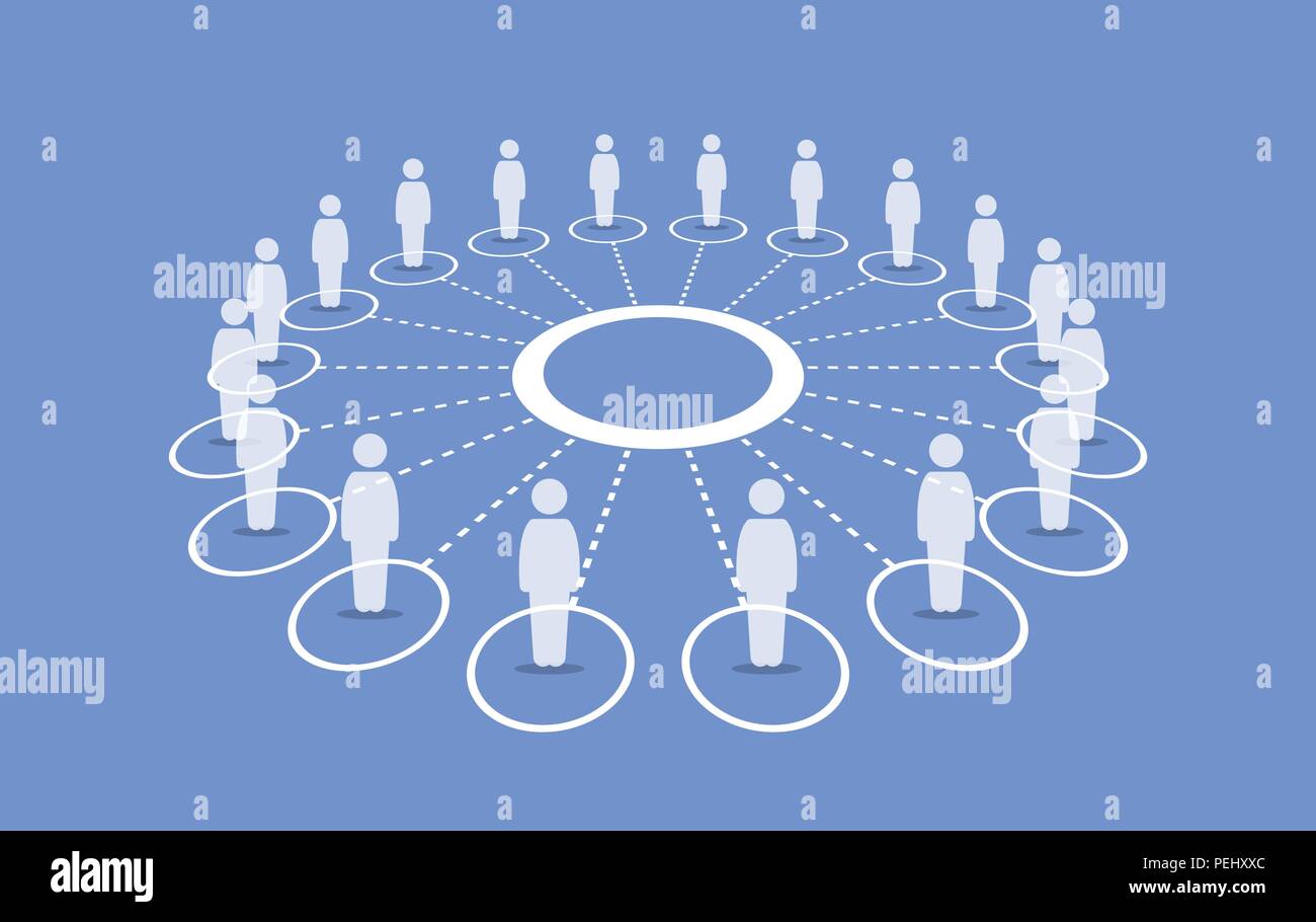 Vector artwork depicts multi network, cooperation, teamwork, group ...