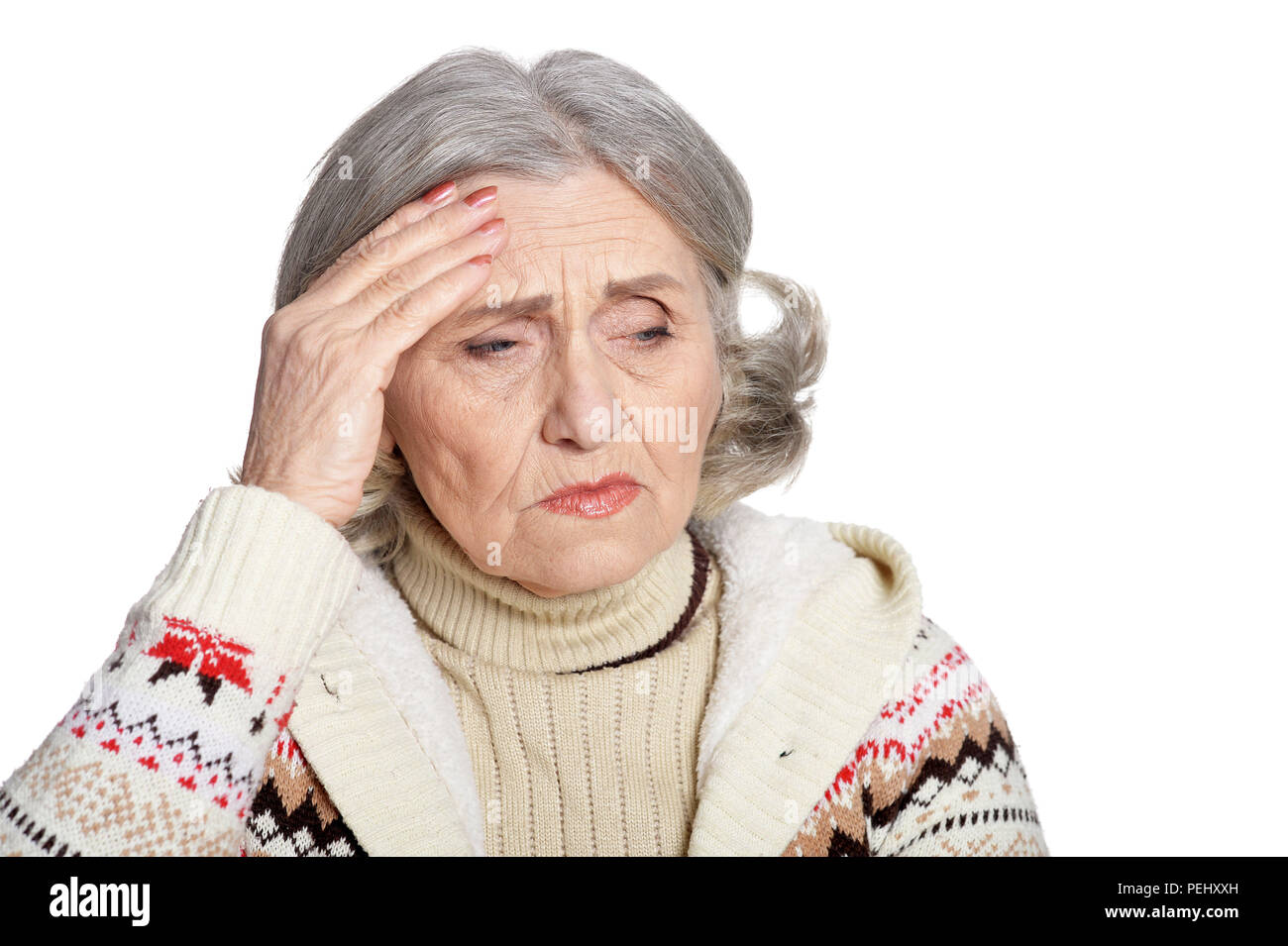 Portrait of a sad senior woman isolated Stock Photo - Alamy