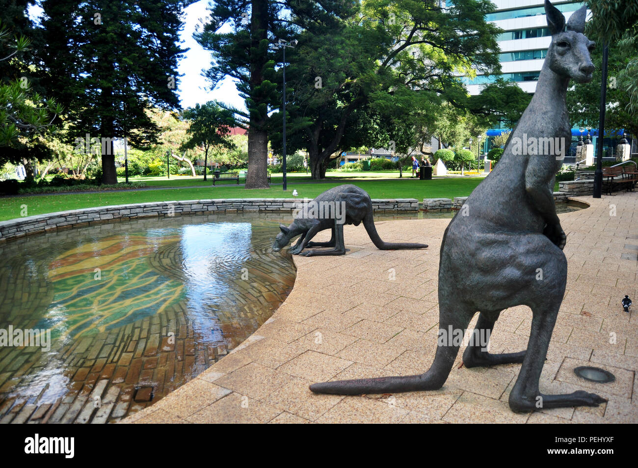Kangaroo family statue for people visit at garden in Perth, Australia ...