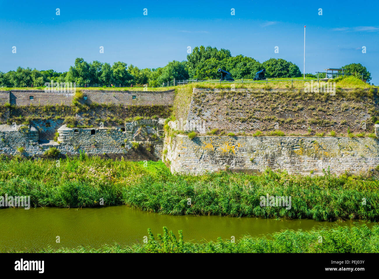 river landscape with wall Stock Photo - Alamy