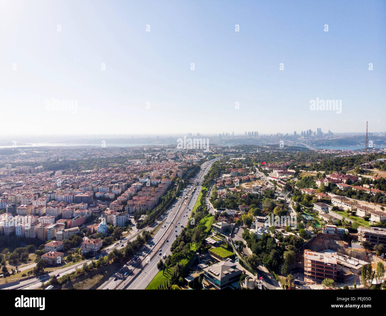 Aerial View of Uskudar Camlica Highway in Istanbul Turkey. Cityscape ...