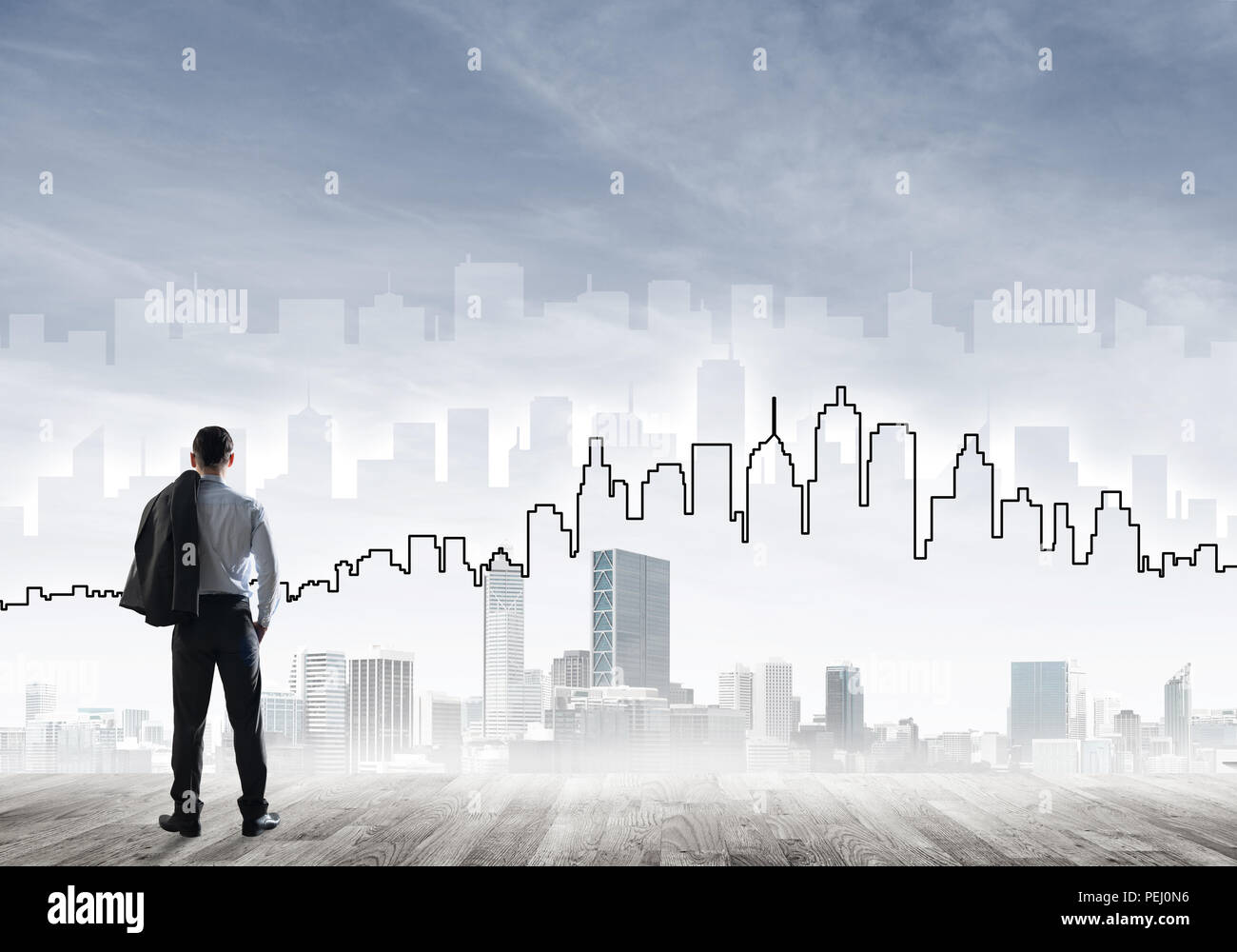 Motivation and inspiration concept with modern cityscape and ...