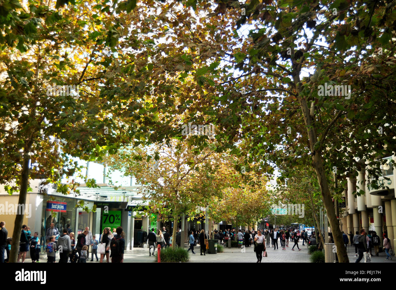 Australian people and foreigner travelers visited travel and shopping ...