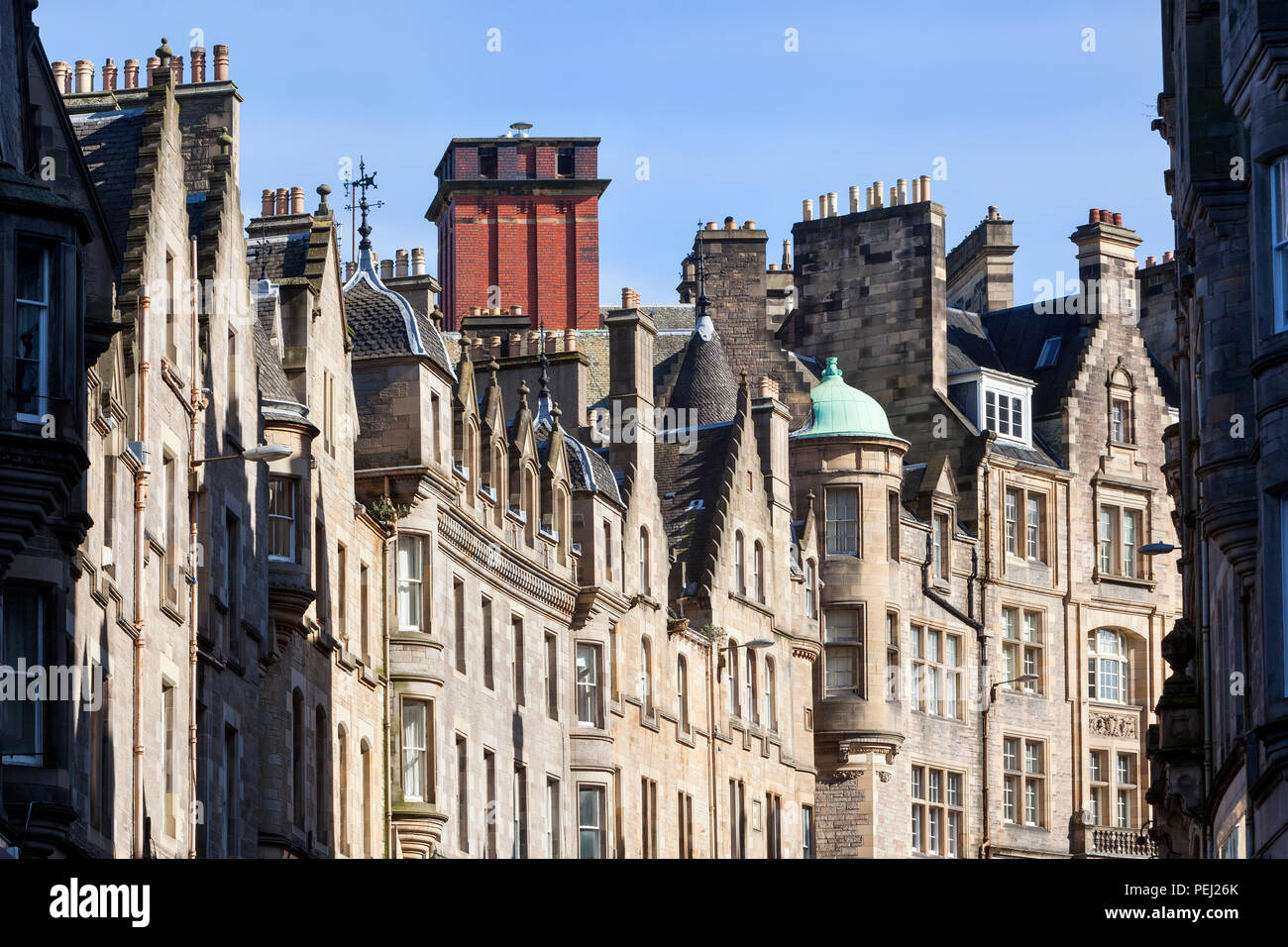 City apartments exterior in Cockburn street in Edinburgh Stock Photo ...