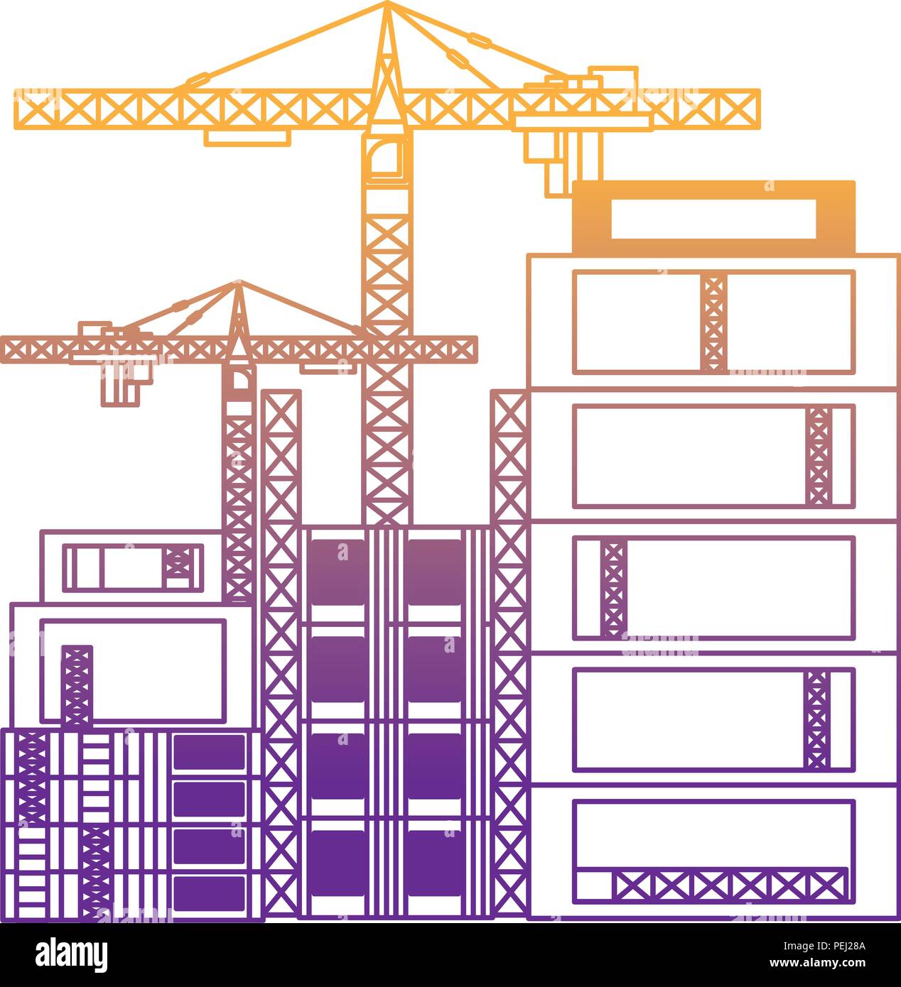 under construction zone and tower crane icon over white background ...