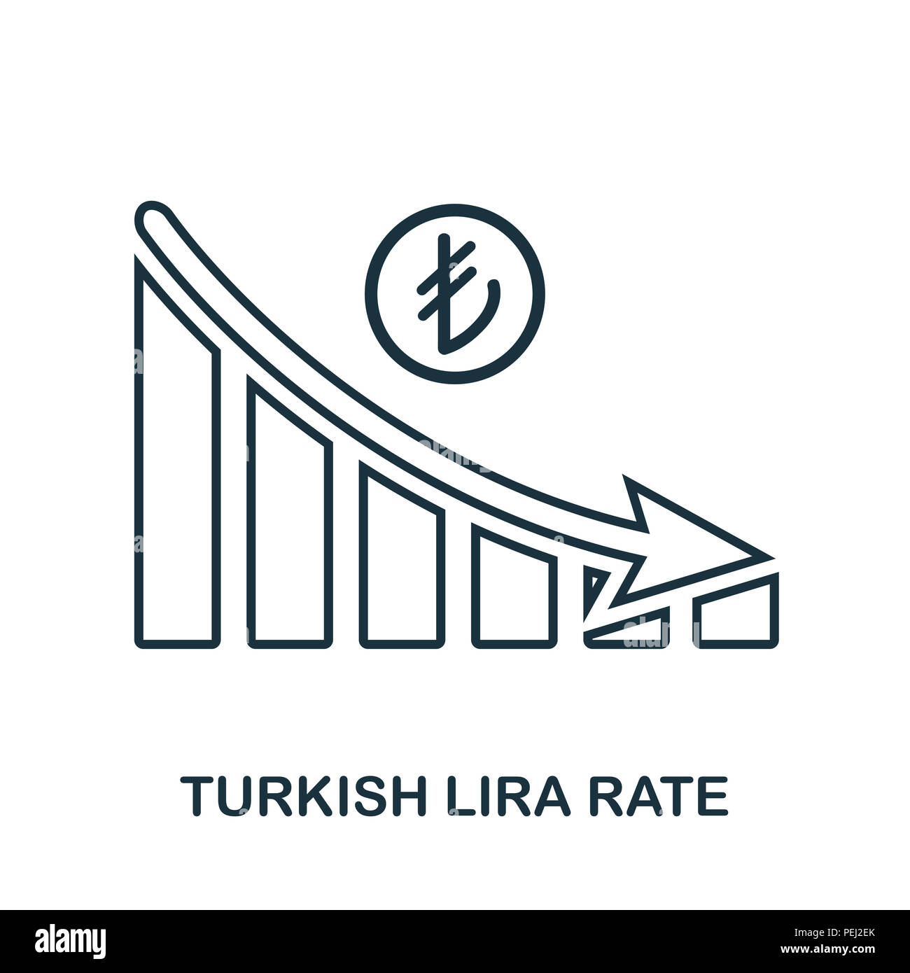 Turkish Lira Rate Decrease Graphic icon. Mobile app, printing, web site icon. Simple element ...