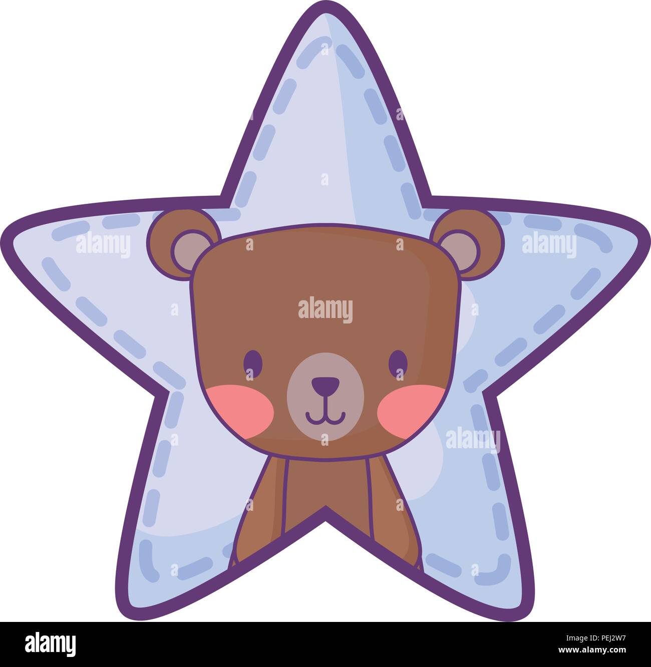 cute bear in star shape over white background, vector illustration ...