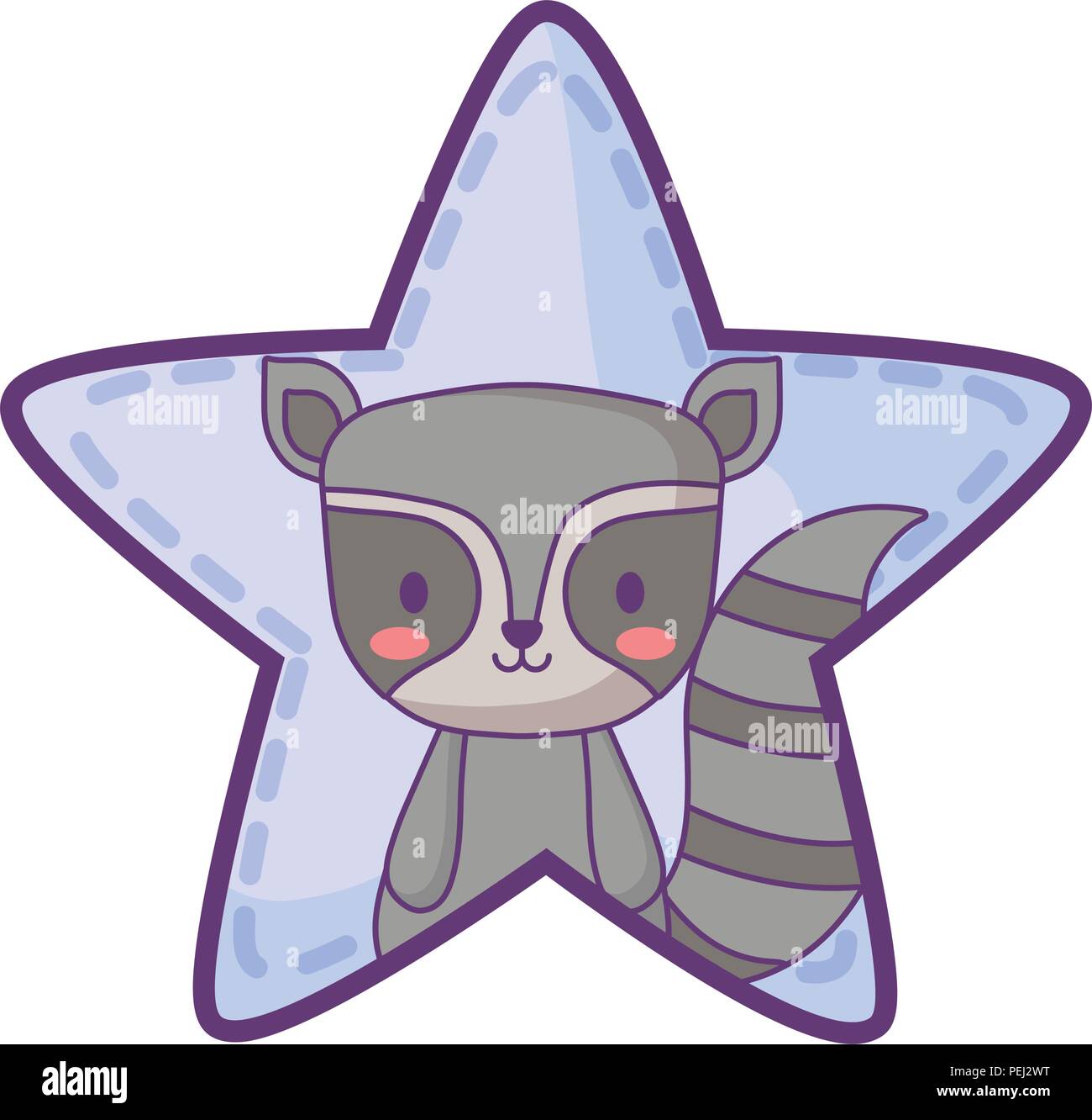 star with cute raccoon icon over white background, vector illustration ...