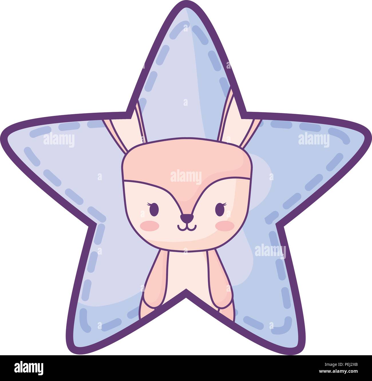 cute rabbit in star shape over white background, vector illustration ...