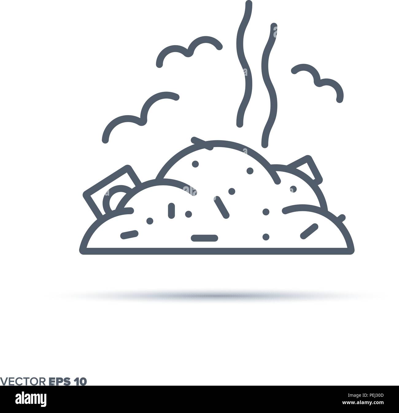 Junkyard vector line icon. Pollution and environmental damage symbol ...