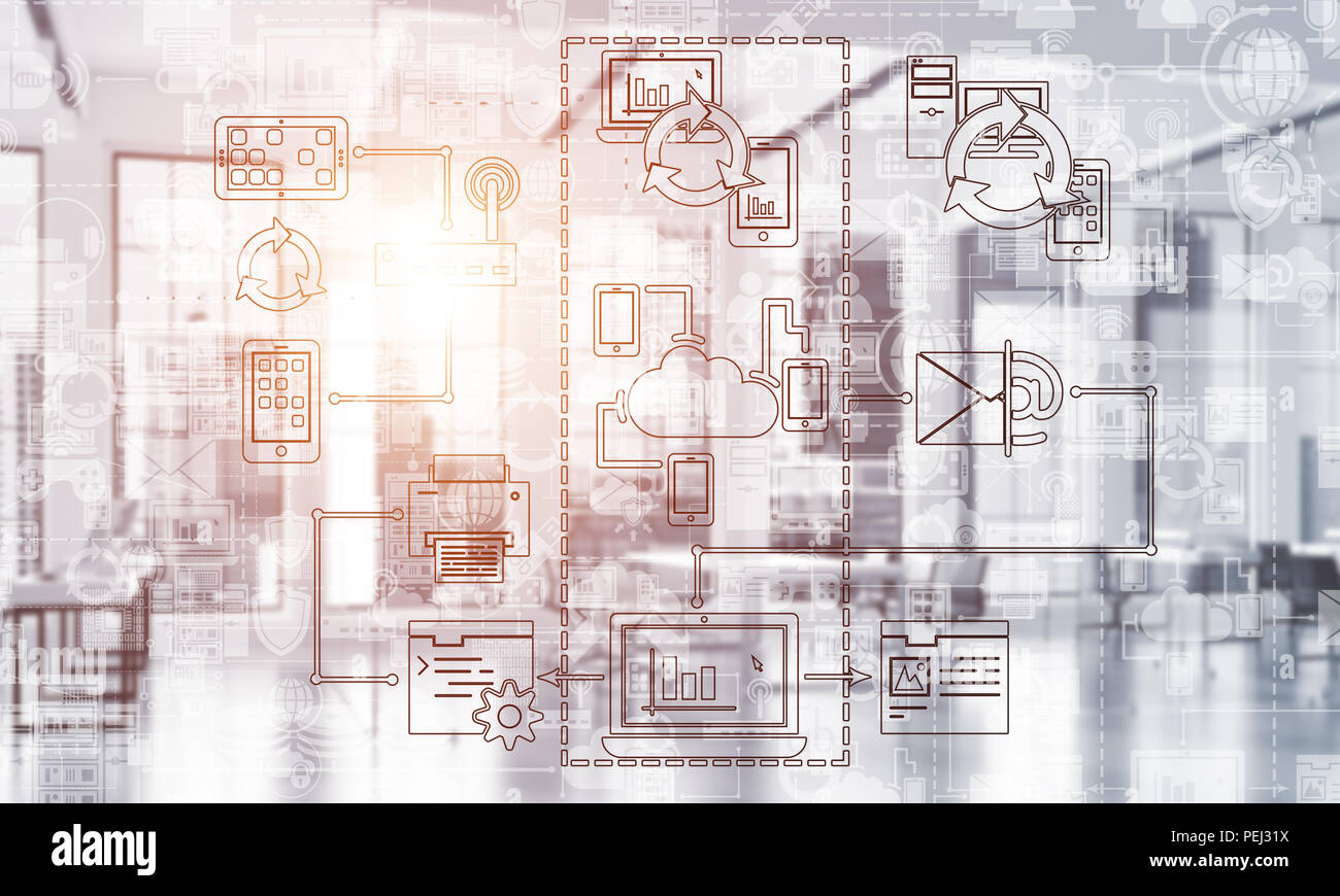 Technology background image with media interface as connection and ...