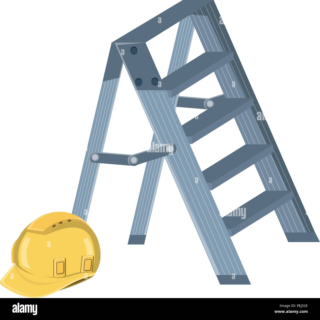 ladder and safety helmet over white background, vector illustration ...
