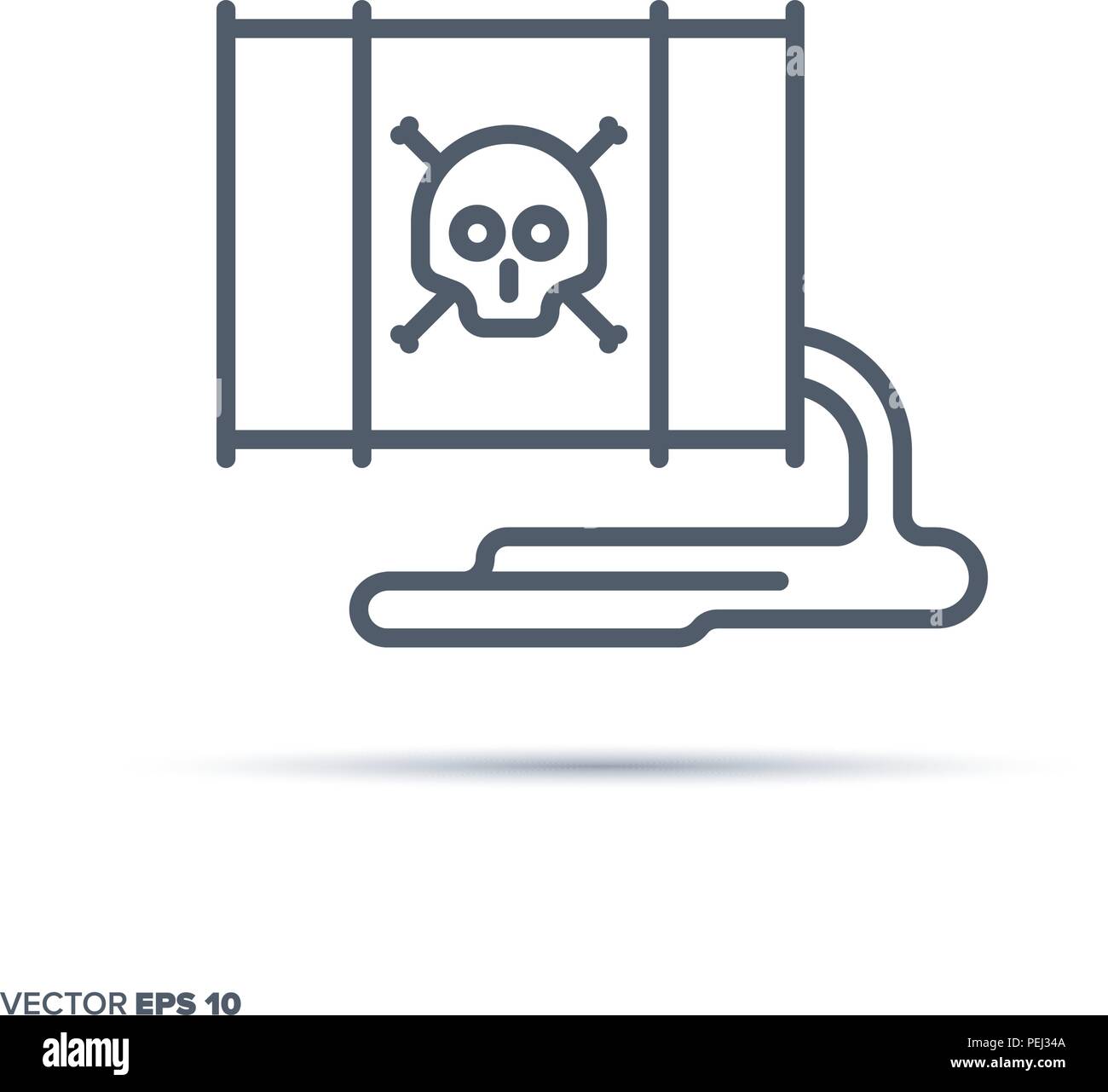 Leaking toxic waste barrel vector line icon. Environmental damage ...