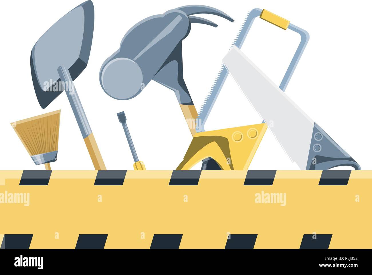 hammer and construction tools over white background, vector ...