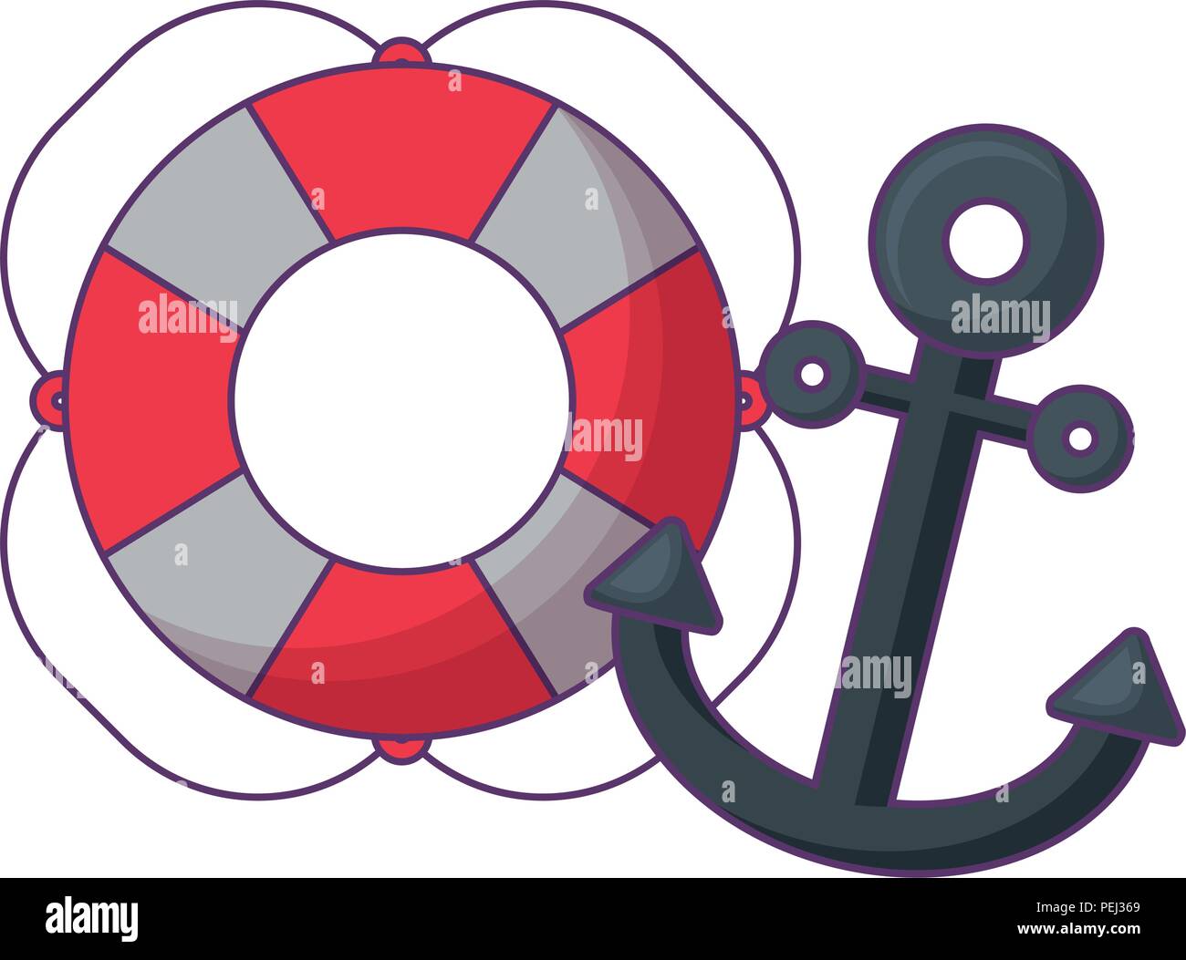 pool float and anchor over white background, vector illustration Stock ...