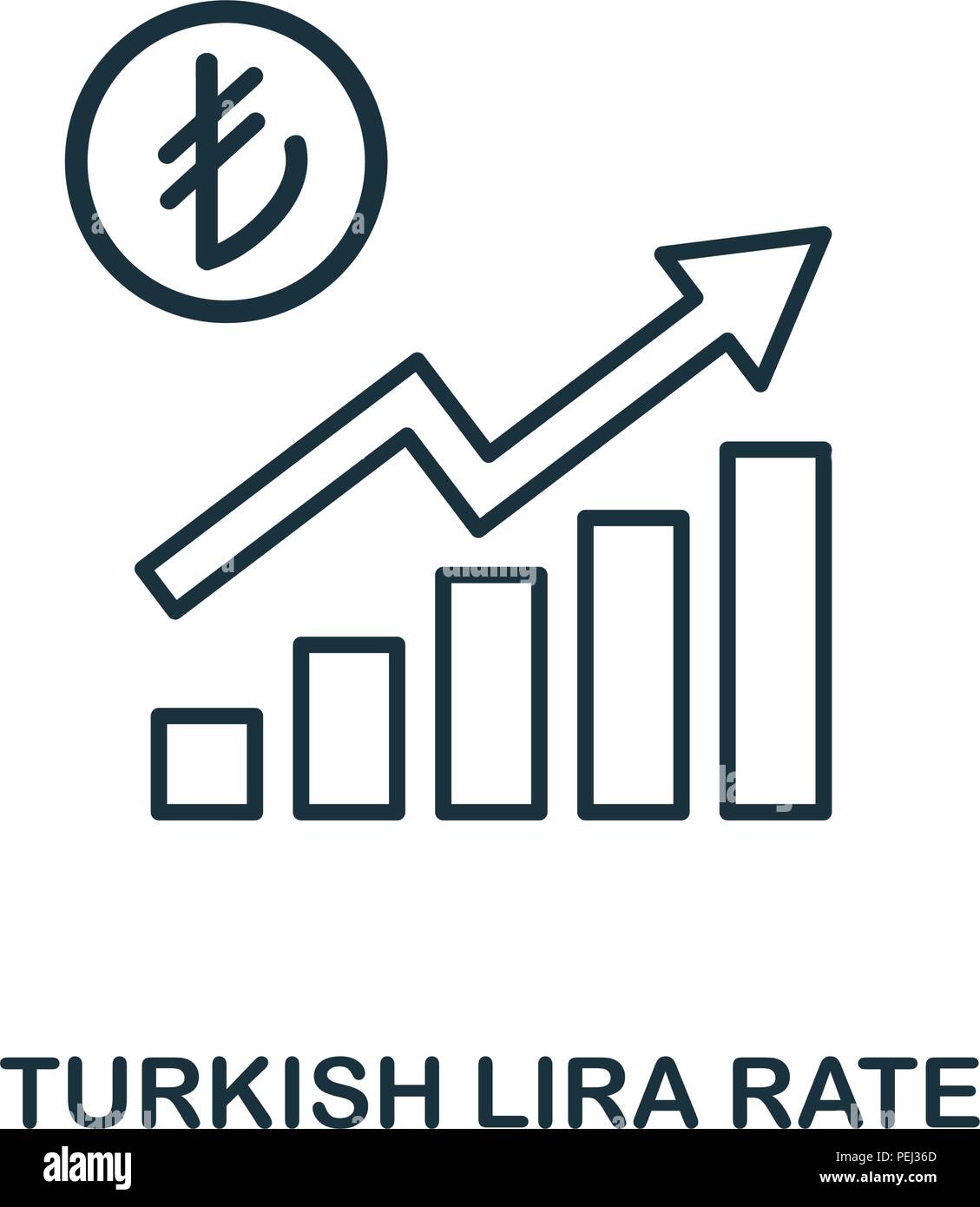 Turkish Lira Rate Increase Graphic icon. Mobile apps, printing and more usage. Simple element ...