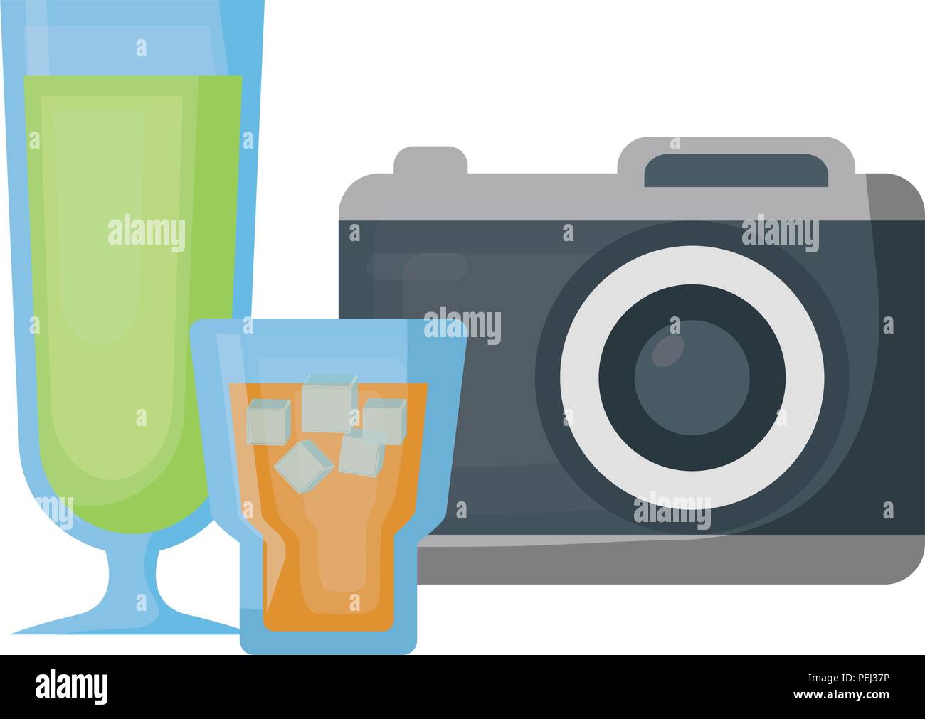 summer vacations design with photographic camera and cocktails drinks ...