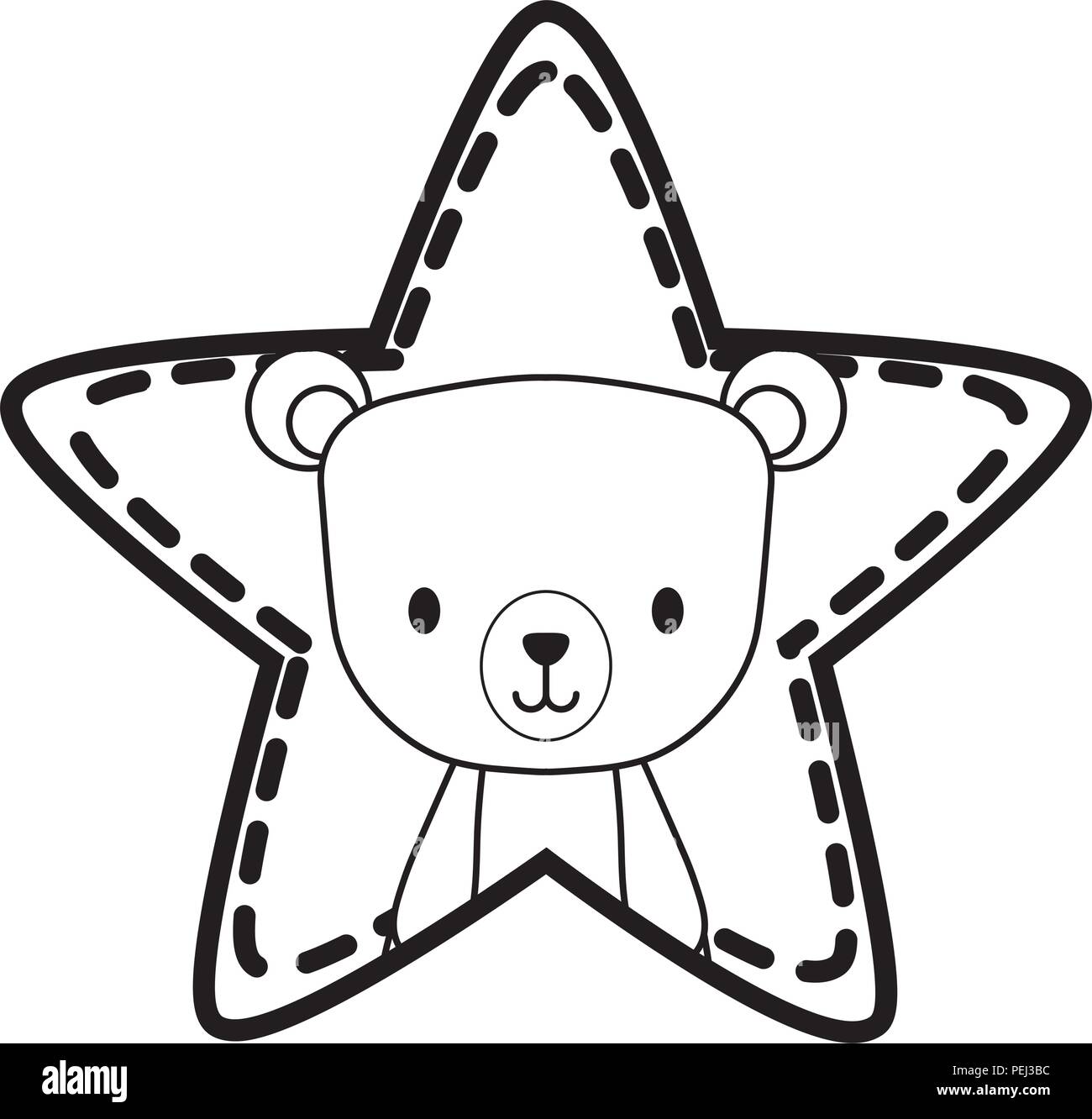 cute bear in star shape over white background, vector illustration ...