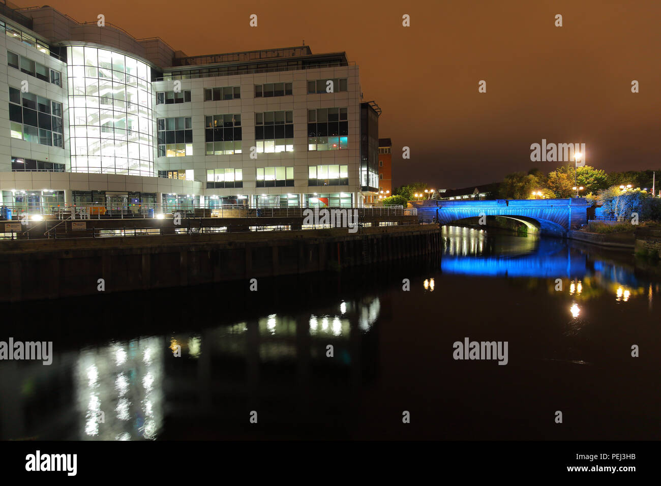 The bridge on Neville Street in Leeds over the River Aire which becomes ...