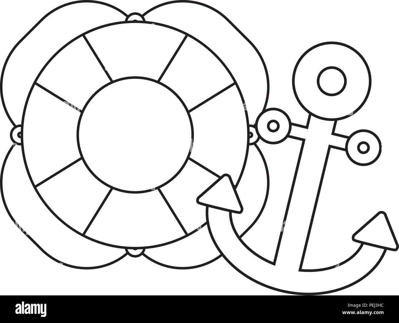 pool float and anchor over white background, vector illustration Stock ...