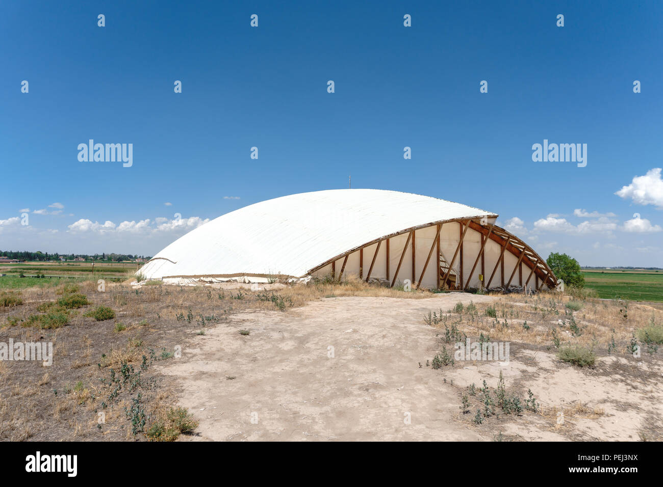 Outside view of protection Catalhoyuk. It is oldest town in world with ...