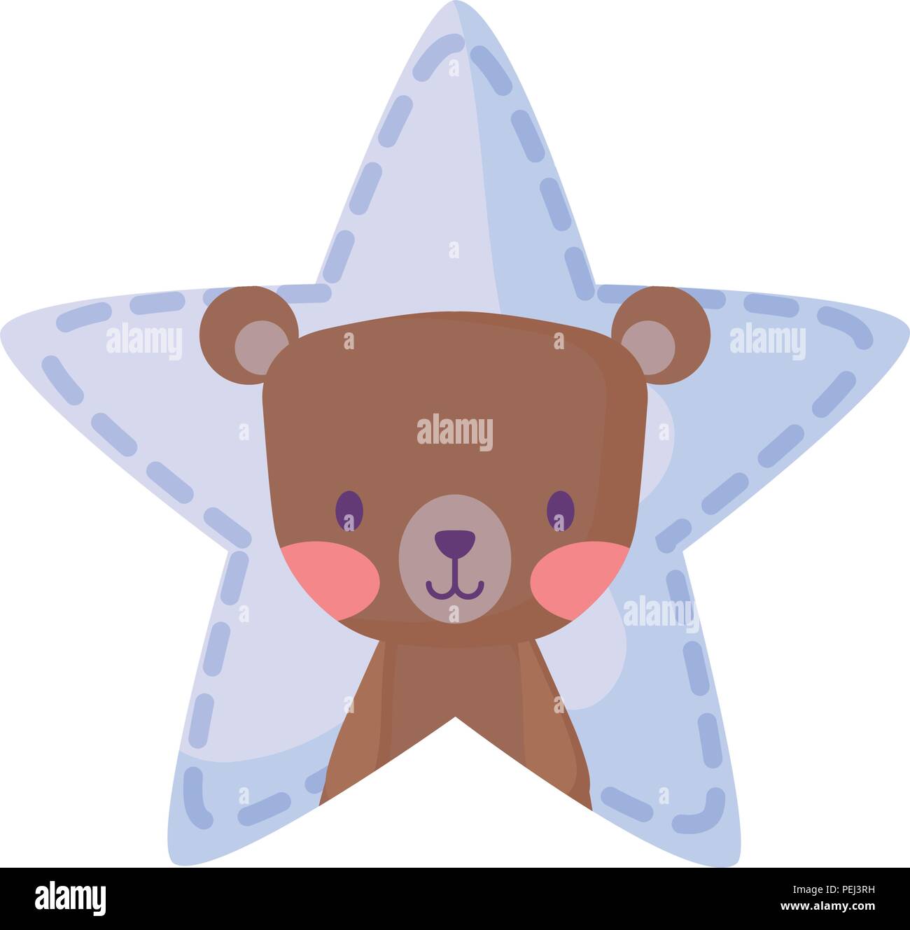cute bear in star shape over white background, vector illustration ...