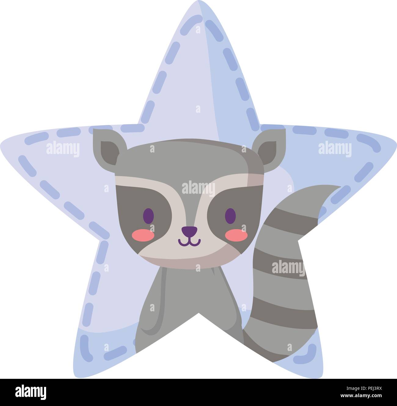 star with cute raccoon icon over white background, vector illustration ...