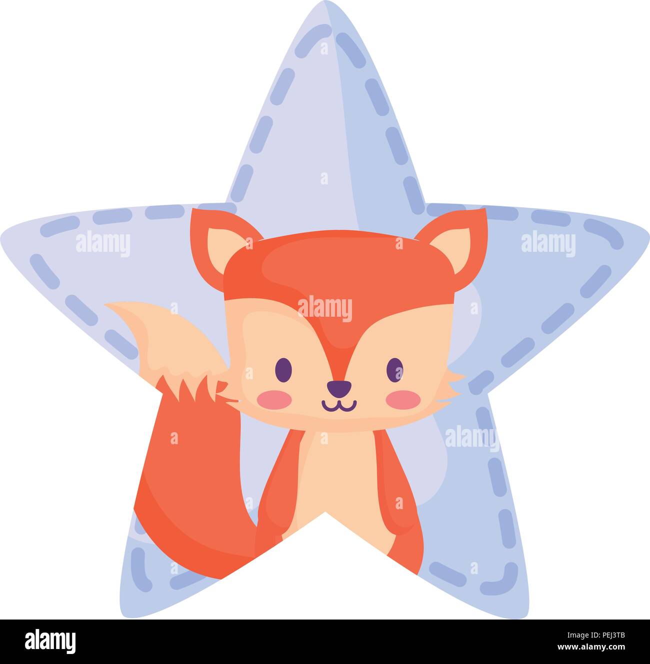 star with cute fox icon over white background, vector illustration ...