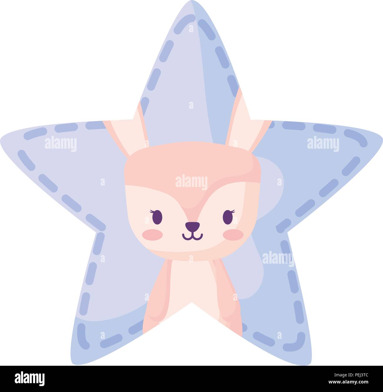 cute rabbit in star shape over white background, vector illustration ...