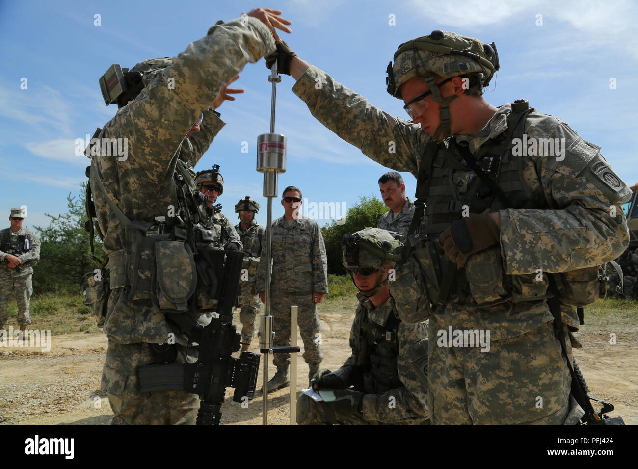 U.S. Soldiers of Alpha Company, 127th Brigade Engineer Battalion, 1st ...