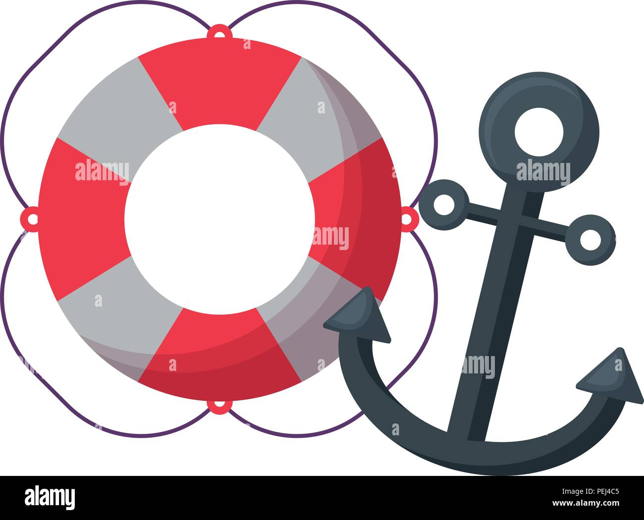 pool float and anchor over white background, vector illustration Stock ...