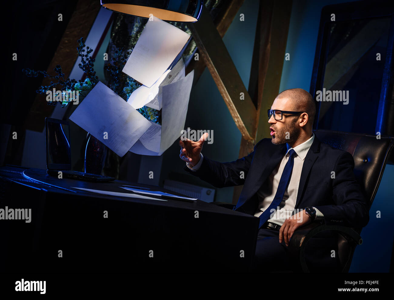 Man throwing chair hi-res stock photography and images - Alamy