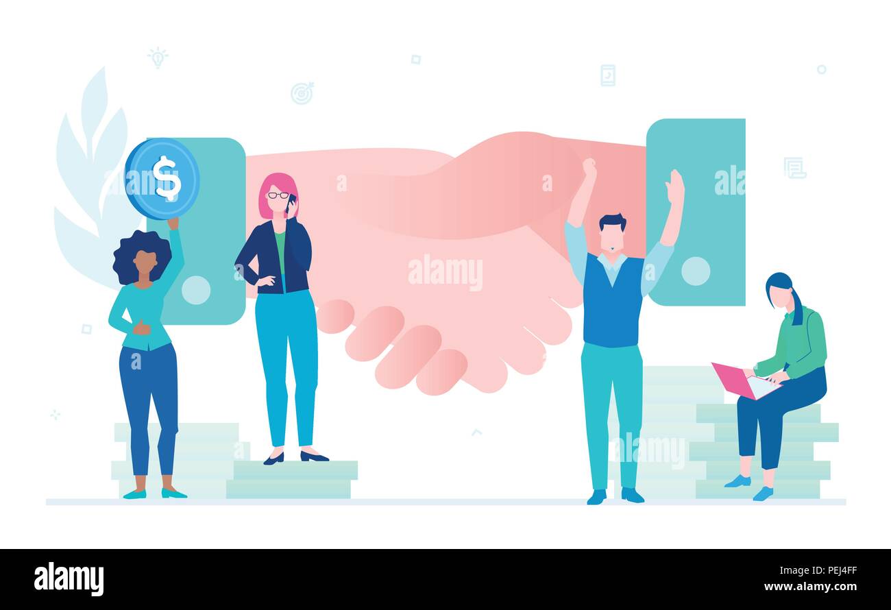 Business agreement - flat design style colorful illustration Stock ...