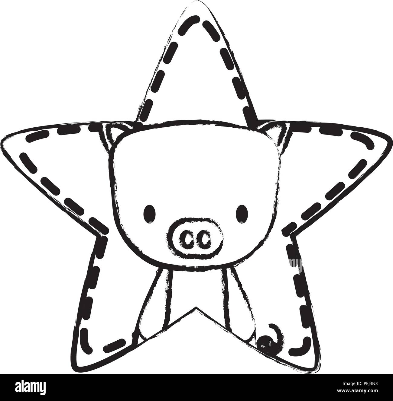 star with cute pig icon over white background, vector illustration ...
