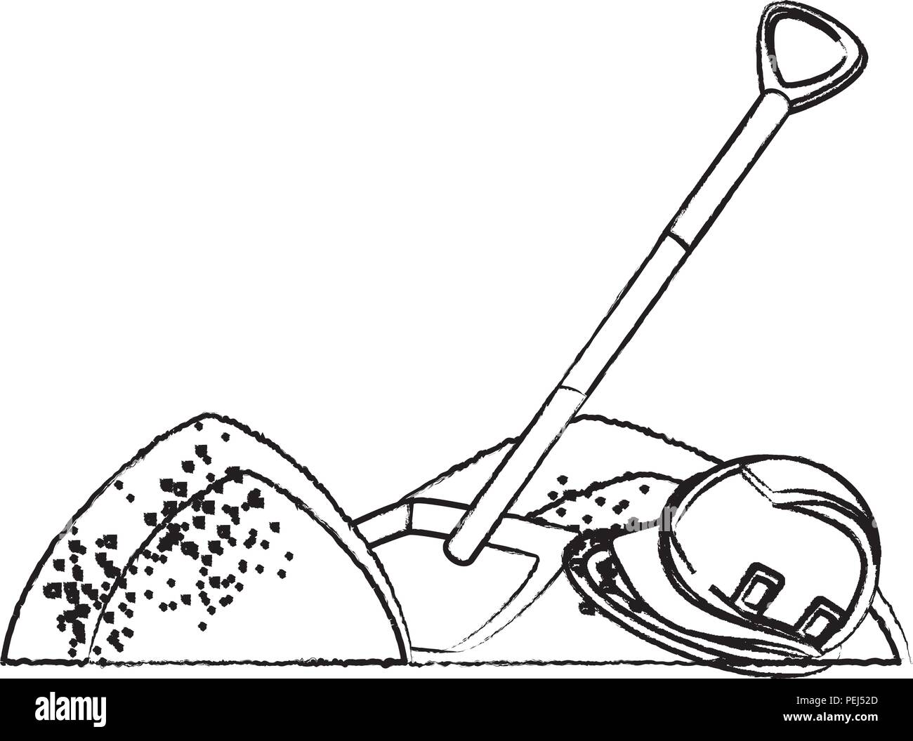 sand piles and shovel over white background, vector illustration Stock ...