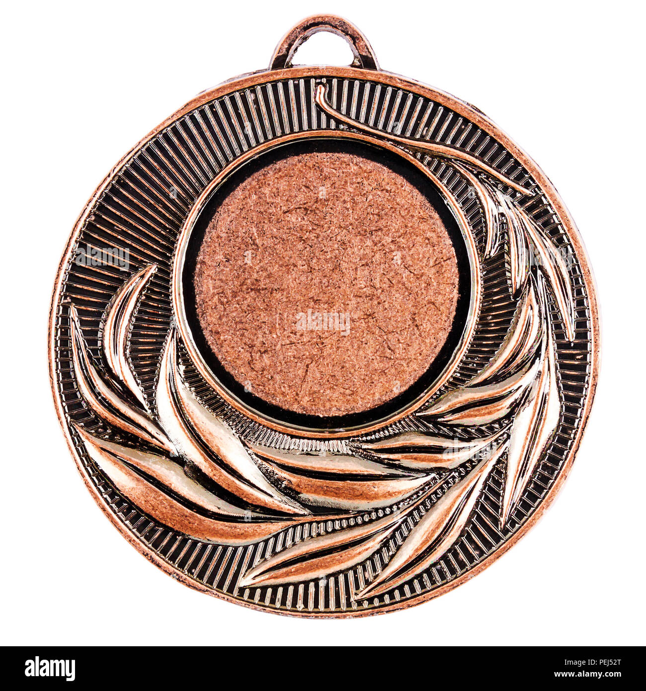 Blank bronze medal isolated on white background. Decorative bronze ...