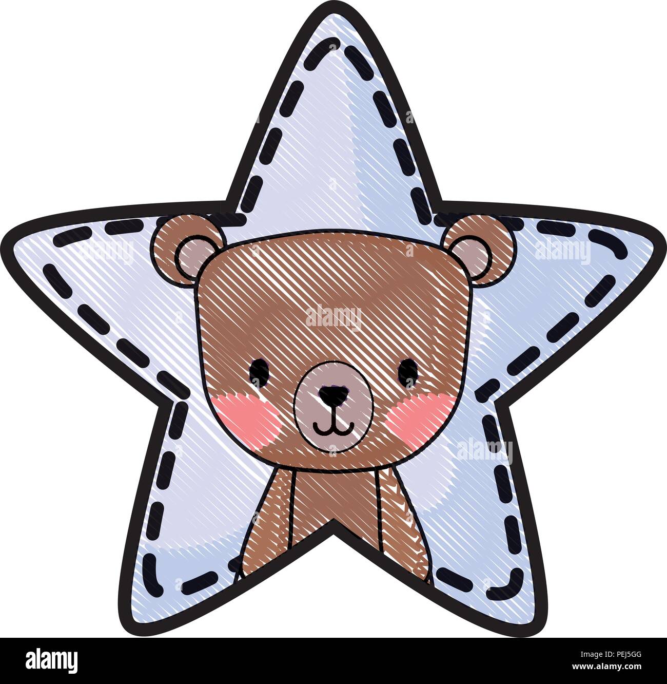 cute bear in star shape over white background, vector illustration ...