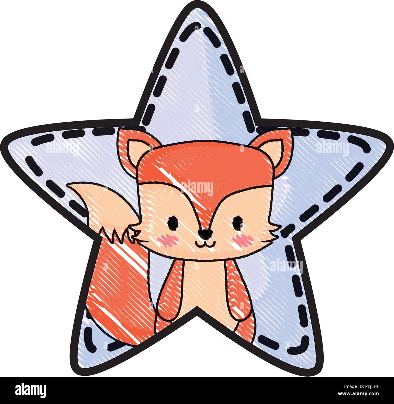 star with cute fox icon over white background, vector illustration ...