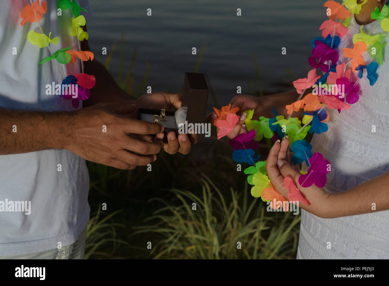 Passionate and happy couple after accepting marriage, Various poses and ...