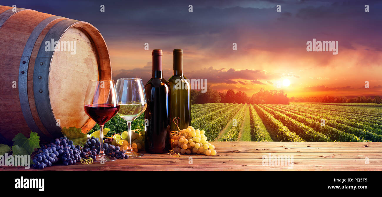Wine barrel and vineyard hi-res stock photography and images - Alamy