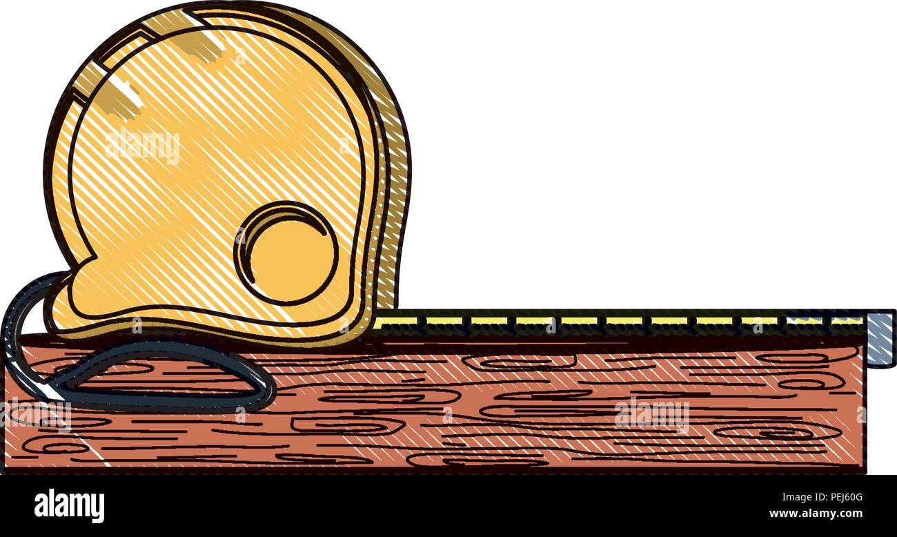 measuring tape and wood board over white background, vector ...
