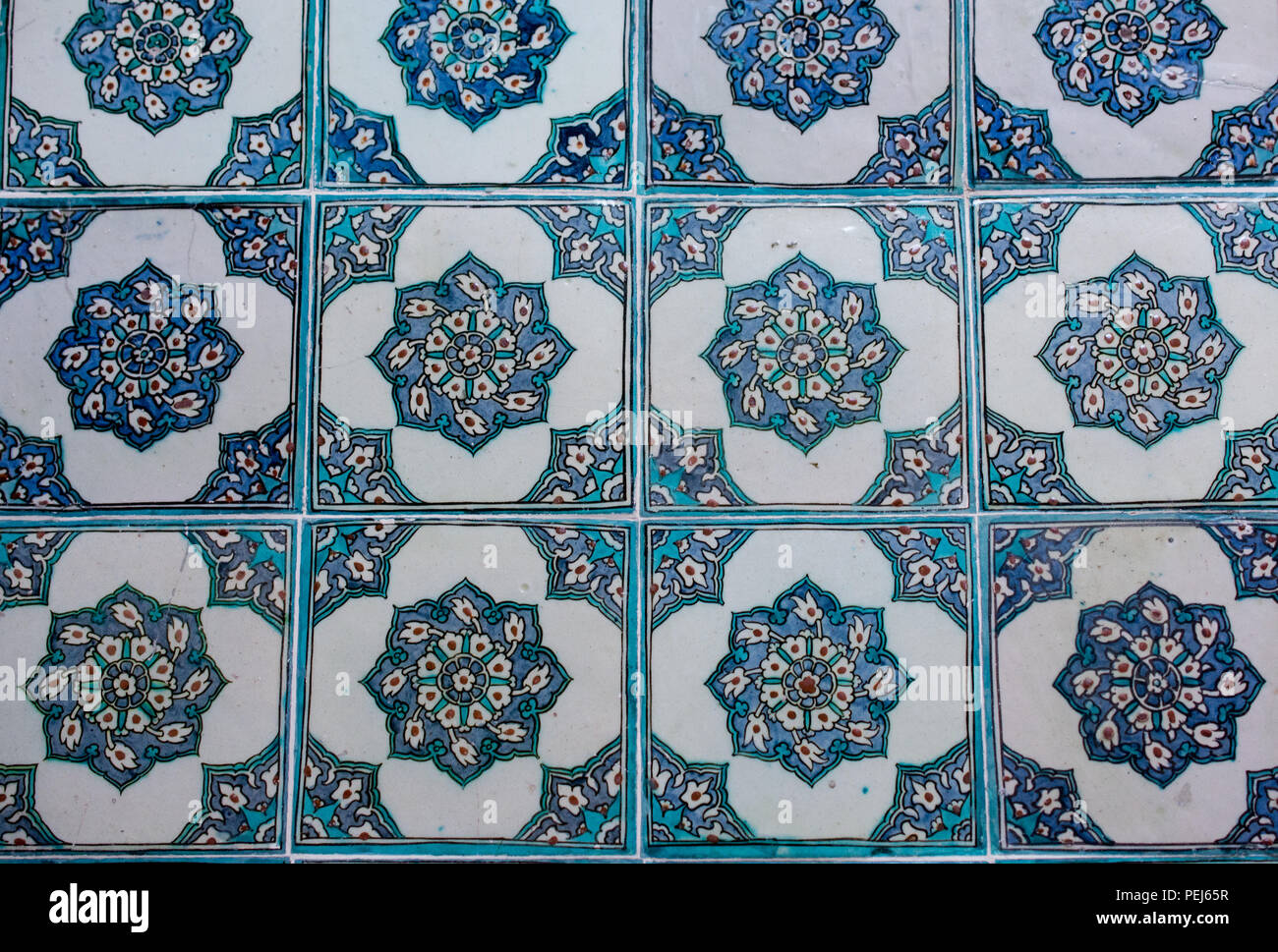 Ottoman ancient Handmade Turkish Tiles with floral patterns Stock Photo ...