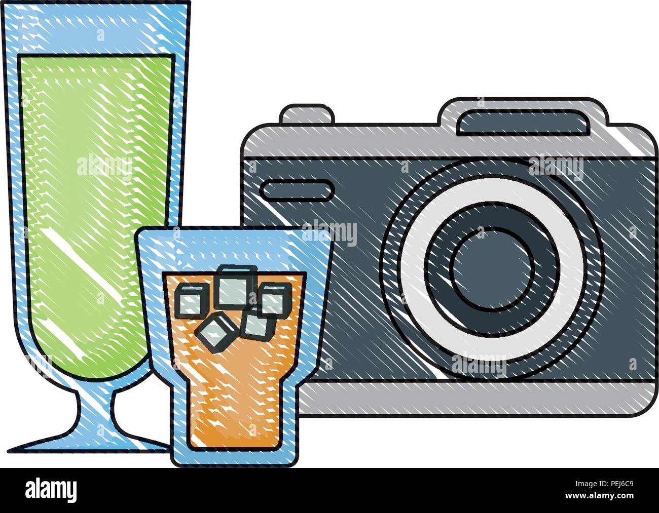 summer vacations design with photographic camera and cocktails drinks ...