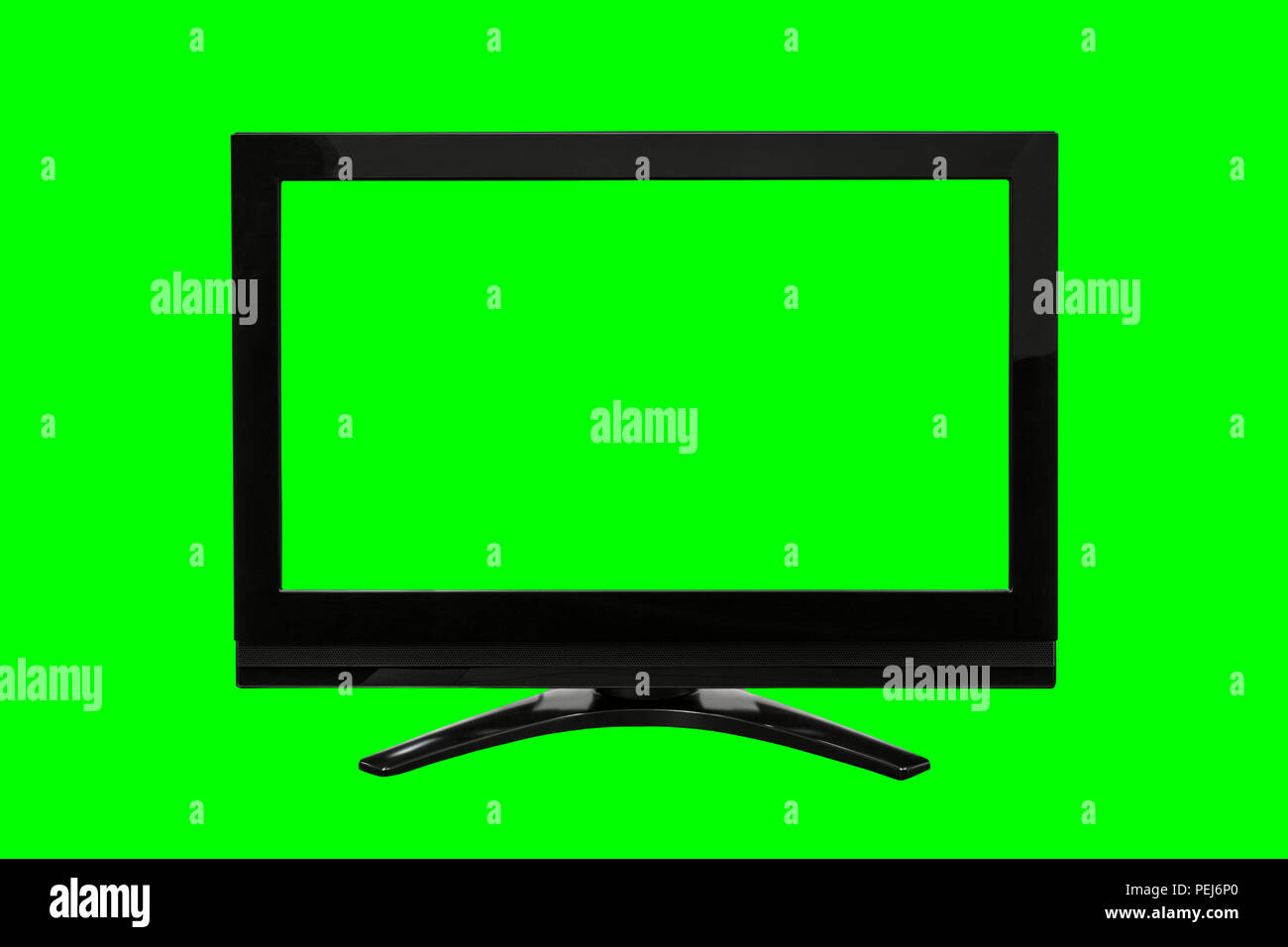 Modern television with cut out screen isolated on chroma key green ...