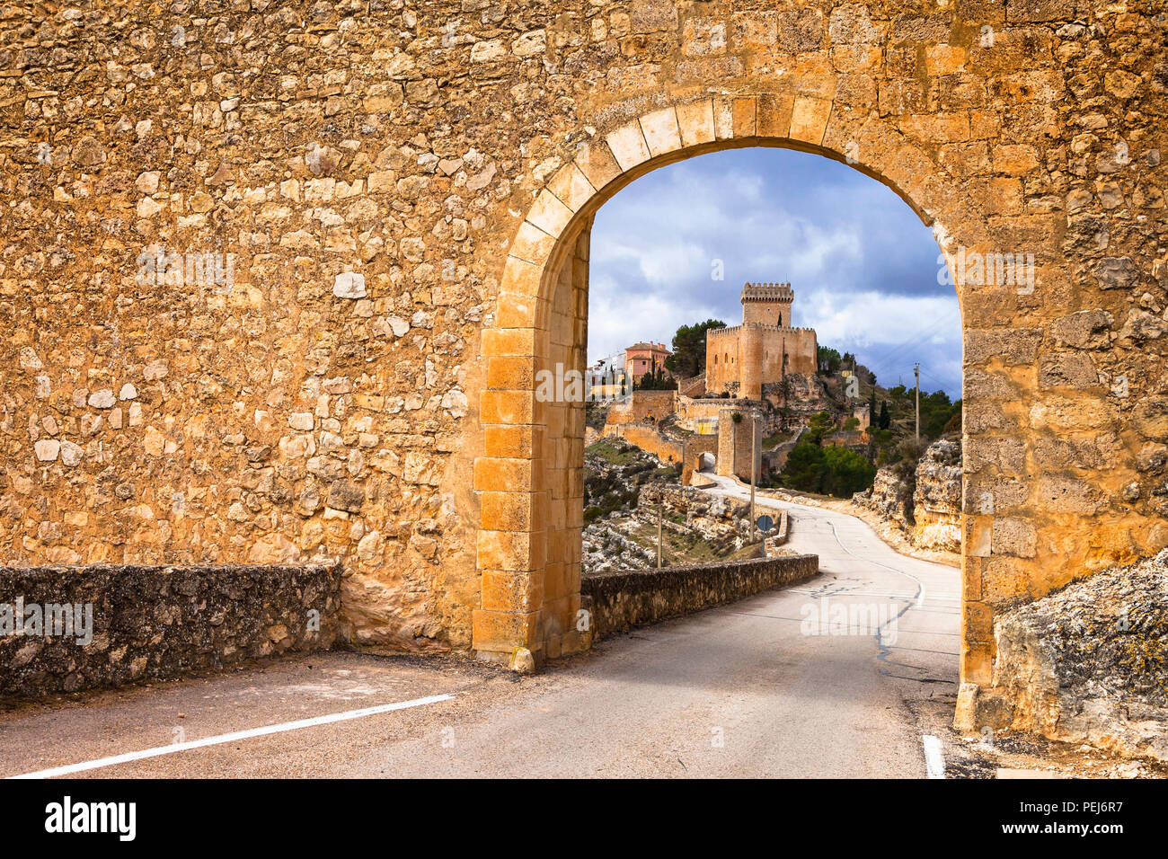 Impressive Alarcon castle,panoramic view,Spain Stock Photo - Alamy