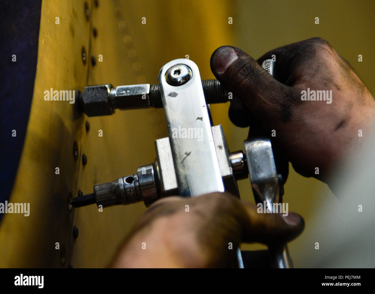 Staff Sgt. Tim Walker, 436th Maintenance Squadron gear area lead, uses ...